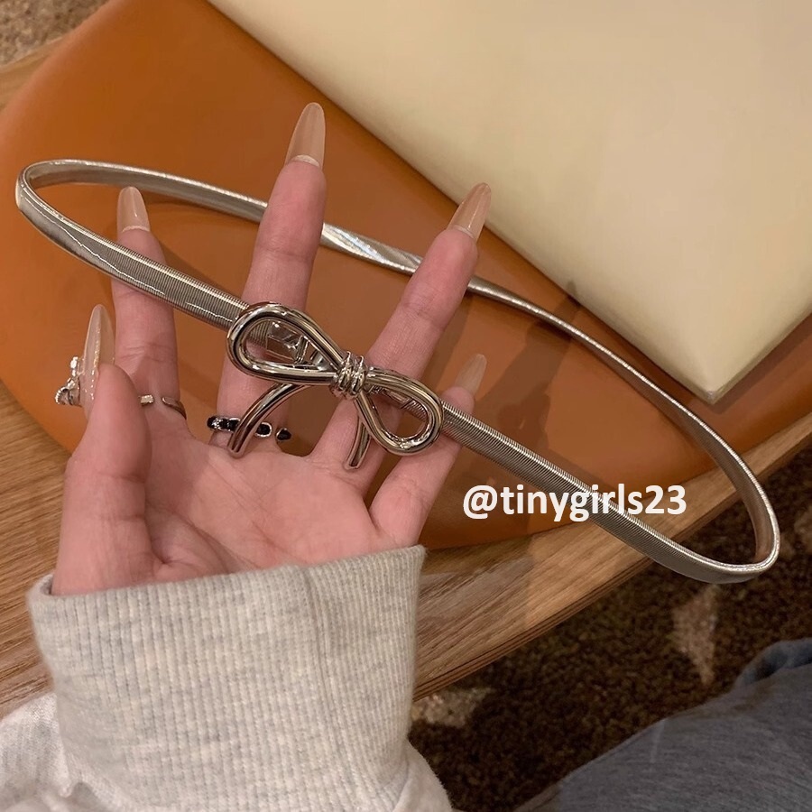 【太妮絲Z137】現貨 高級感 韓系 優雅 蝴蝶結 鬆緊 彈力腰帶 純欲 經典搭配 金屬鍊 | 蝦皮購物