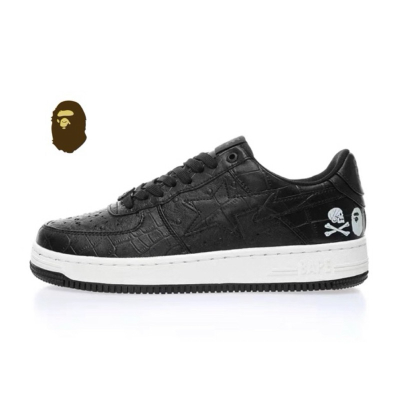A BATHING APE BAPESTA SK8 DUNK MASTERMIND 骷髏頭 聯名 鱷魚皮 皮革 黑白 | 蝦皮購物