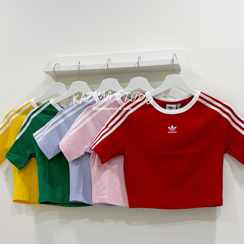 Kazima｜愛迪達 Adidas Baby Tee 短版 三線短T 露肚 黑 白 紅 粉紅 黃 綠 粉紫 IP0665 | 蝦皮購物