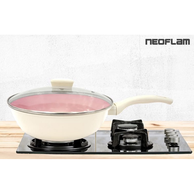NEOFLAM whitepink 系列 28cm炒鍋(含鍋蓋） | 蝦皮購物