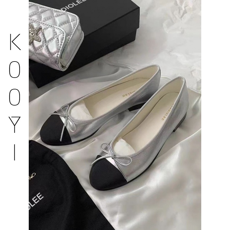 kooyi-真皮瑪麗珍平底鞋女 法式小香風 蝴蝶結 圓頭 淺口 乳白色,杏色,銀色 | 蝦皮購物