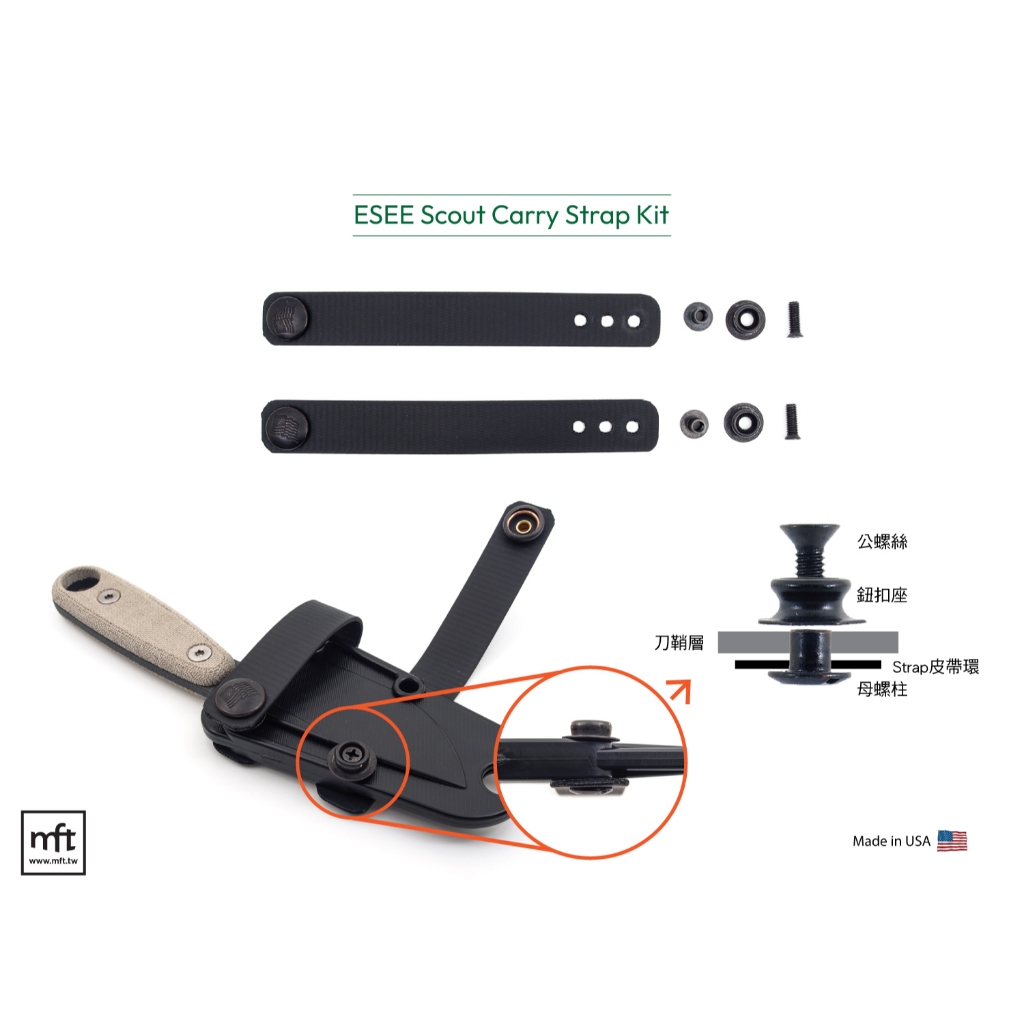 MFT 美國 ESEE Scout Carry Strap Kit 橫向繫掛 皮帶環扣組件 Kydex刀鞘適用 | 蝦皮購物