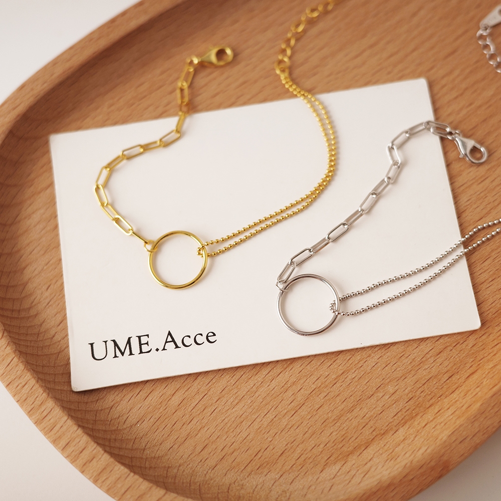 [全純銀.手鍊] 圓圈手鍊 雙層手鏈 (銀色/金色)【UME】純銀手鏈/S925純銀手鍊 | 蝦皮購物
