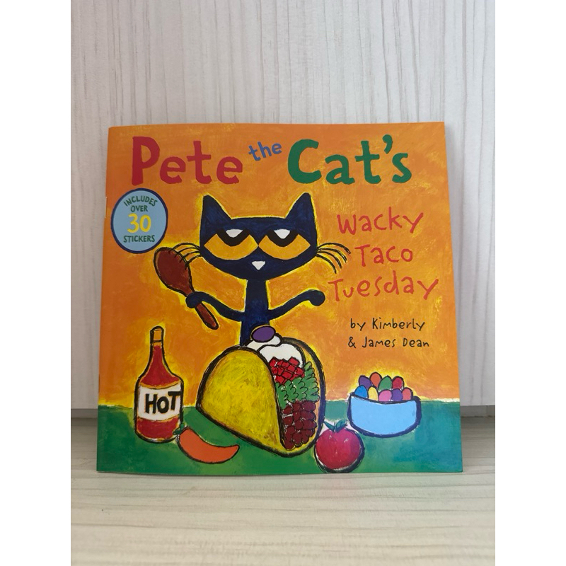 原版平裝書Pete the Cat’s Wacky Taco Tuesday皮特貓：古怪的墨西哥卷週二經典暢銷角色貼紙書 | 蝦皮購物