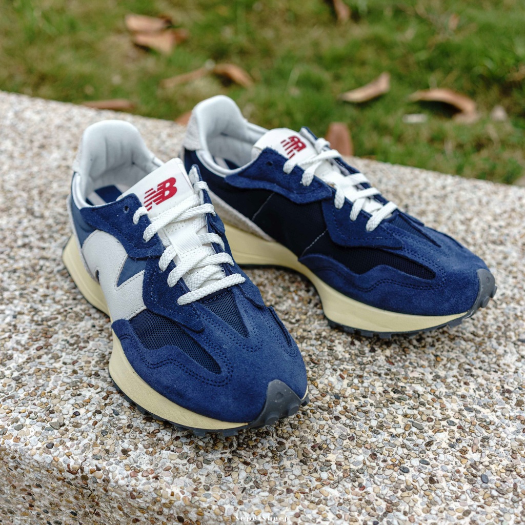 New Balance 327 復古 休閒鞋 奶油底 男女鞋 D楦頭 深藍 U327WRJ | 蝦皮購物
