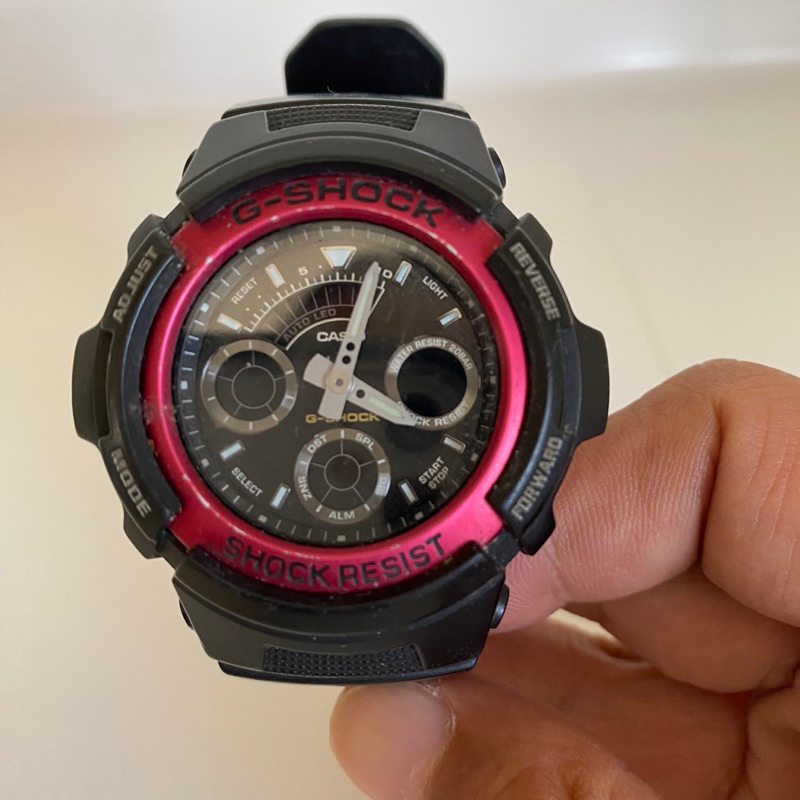 CASIO G SHOCK (黑紅色AW-591) | 蝦皮購物