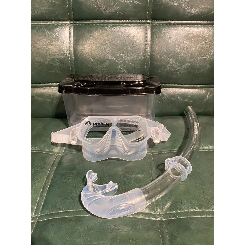 【島嶼潛水】PROBLUE 自由潛水 自潛 透明 面鏡 無框雙面鏡 呼吸管套組 MS-254 | 蝦皮購物