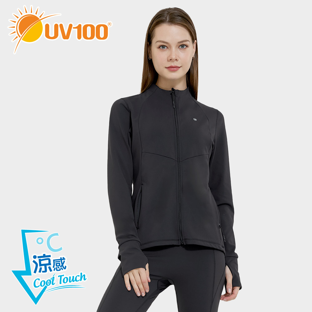 【UV100】 防曬 抗UV-涼感透氣彈力修身立領外套-女(AD23070)-福利館限定 | 蝦皮購物