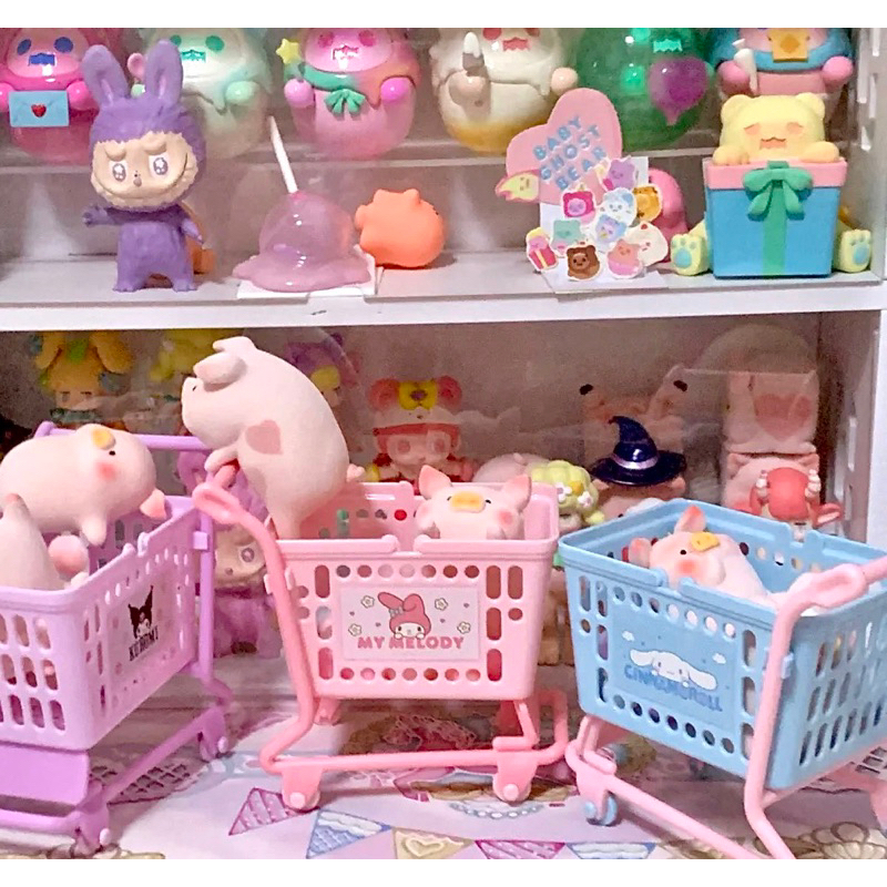 (台灣現貨 24H內秒發）Moyi Store ┃正版三麗鷗收納小推車置物盒大耳狗酷洛米可愛桌面收納盒置物籃kitty | 蝦皮購物