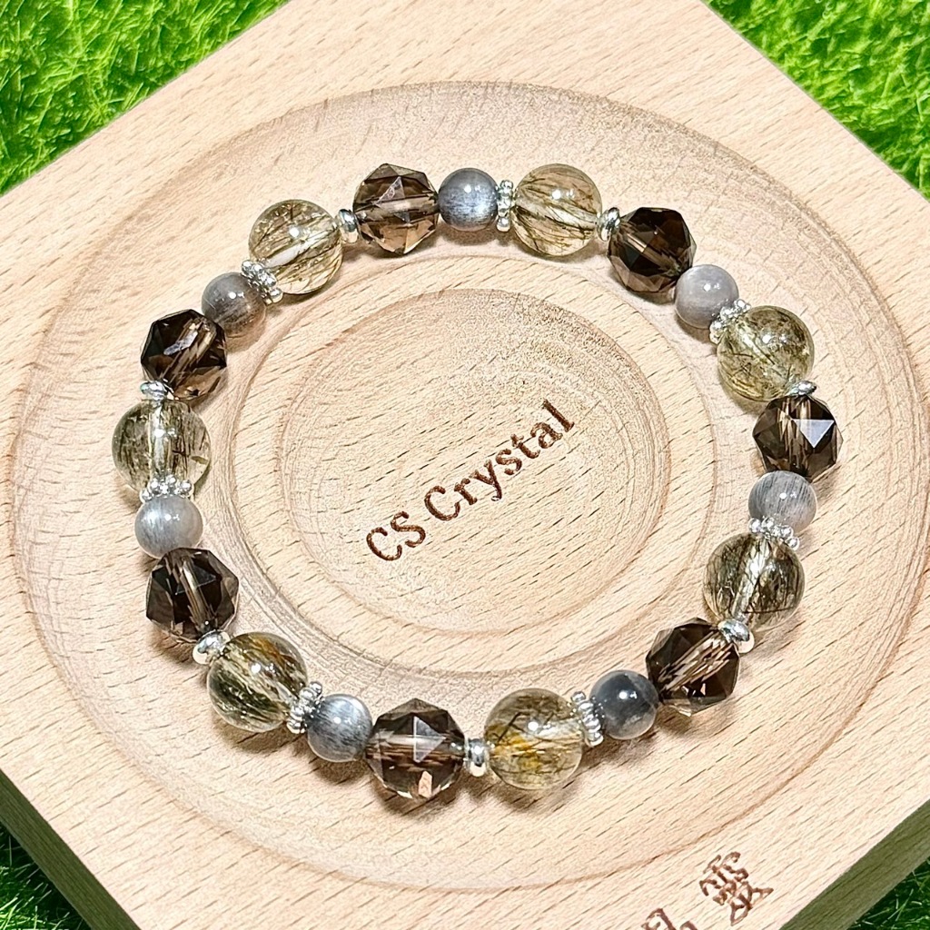 CS Crystal 編號466 - 綠碧髮晶+墨水茶晶+黑骨幹設計款 | 蝦皮購物