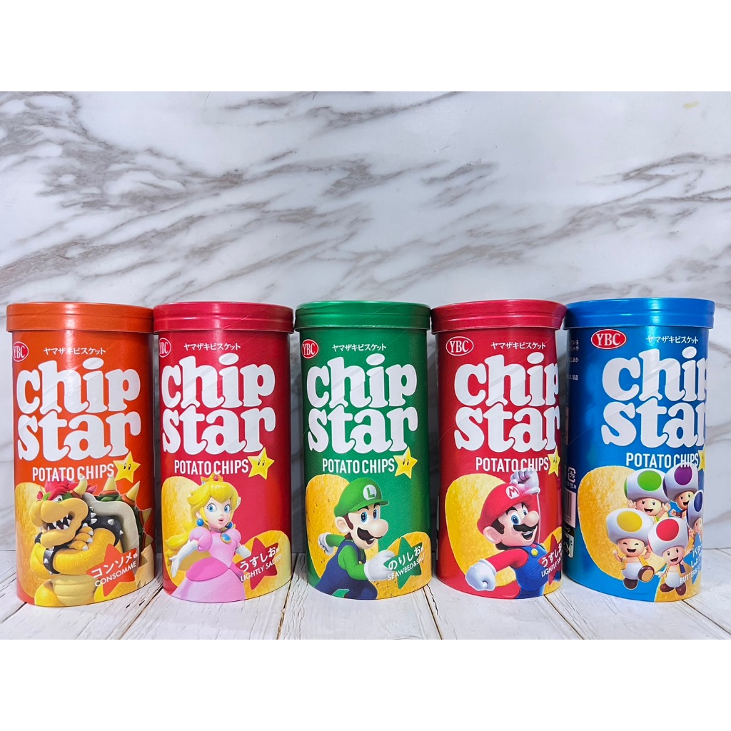 曼曼~日本 YBC Chip Star 罐裝洋芋片 超級瑪莉歐 系列 瑪莉歐 鹽味 雞汁 洋蔥酸奶 海苔鹽 奶油醬油 | 蝦皮購物