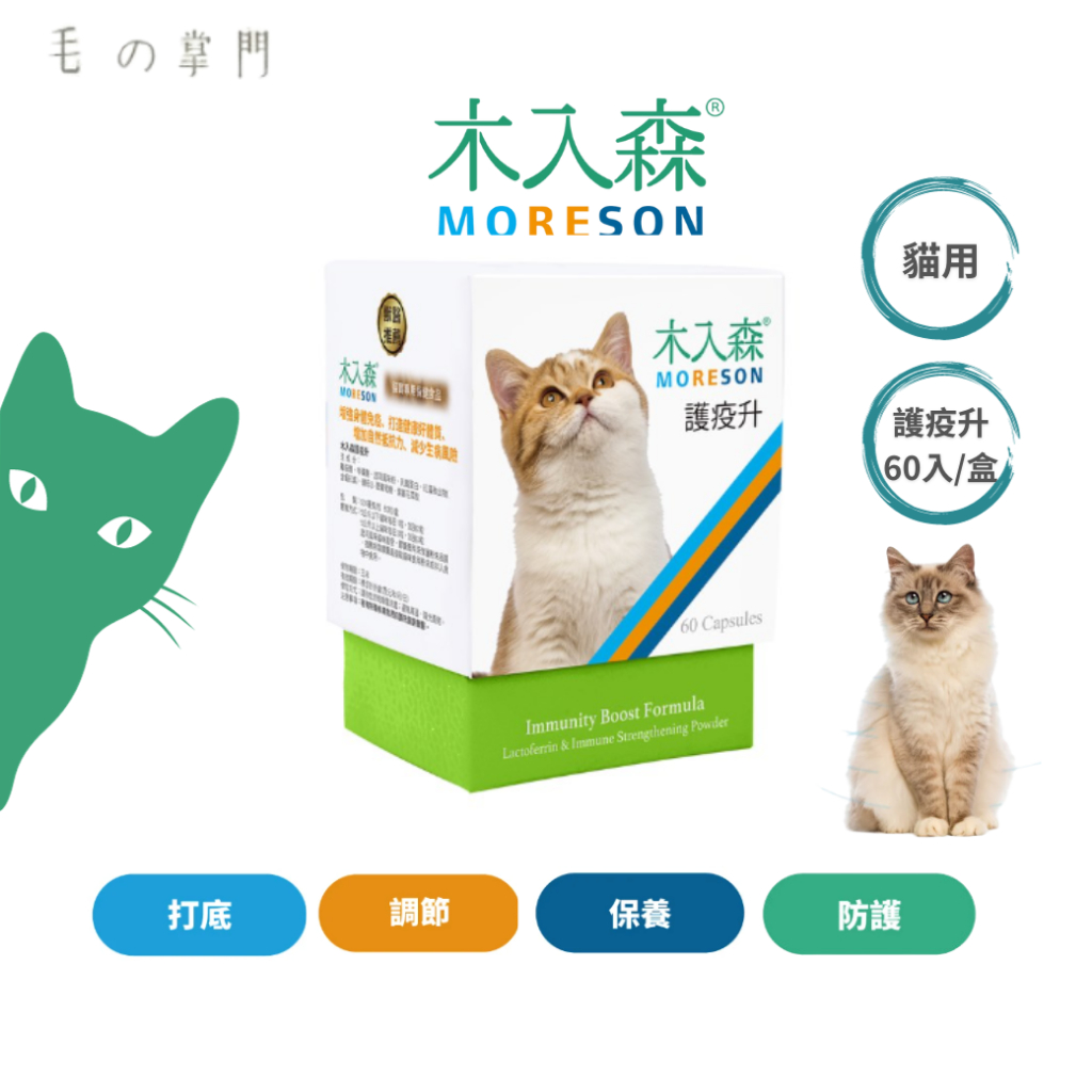 【毛孩掌門】🐾木入森 Moreson 貓咪 護疫升 60顆/盒 離胺酸等六大免疫配方 喵掌門筋脈 | 蝦皮購物