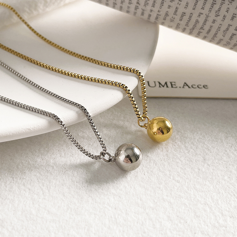 鈦鋼項鍊 基本款圓球項鍊【UME】洗澡可戴 不退色鎖骨鏈/頸鍊/鈦鋼鍍18K金 | 蝦皮購物