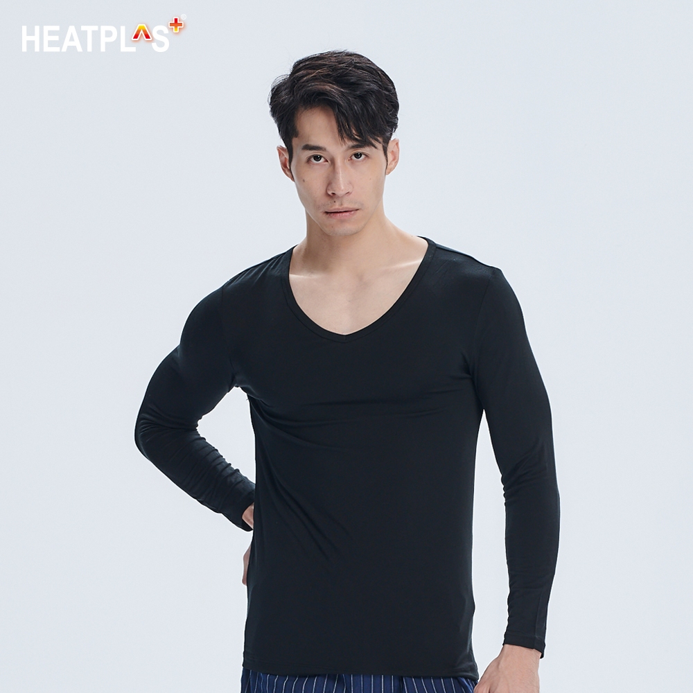 【棉花共和國品牌館】【HEATPLUS】暖男V領長袖發熱衣(極細纖維 保暖 發熱 輕薄) | 蝦皮購物