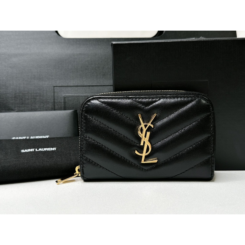 YSL 小羊皮拉鍊零錢卡包 | 蝦皮購物