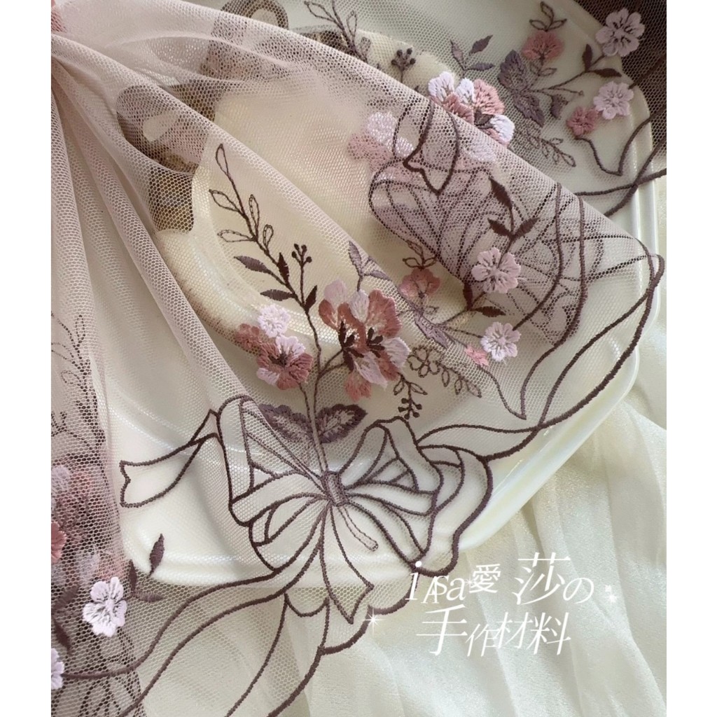 《iAsa愛莎の》手作材料 韓系精緻復古枝梅蝴蝶結花束網紗刺繡花邊diy洛麗塔服裝旗袍手帳裝飾輔料 | 蝦皮購物