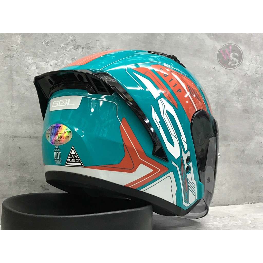 🔥最新款🔥 台南WS騎士用品 SOL SO11P 超導體 綠橘灰 大鴨尾 半罩式安全帽 內墨鏡 四分之三 SOL安全帽 | 蝦皮購物