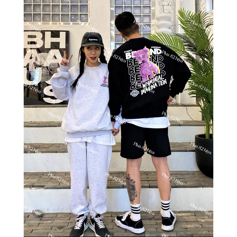 超潮觸電塗鴉熊#長袖＃新品＃黑色白色#東大門設計品牌#Plus 82 hiya#男女共穿#正韓#情侶衣 | 蝦皮購物