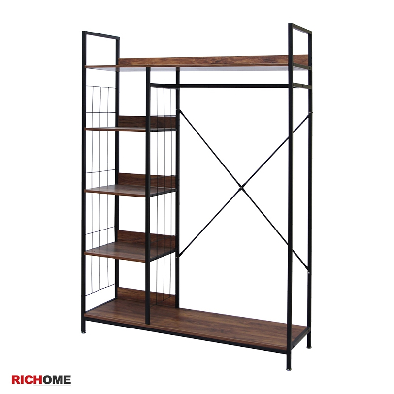 RICHOME 工業風五層大衣櫥(防潑水)(可調式腳墊) 層架 衣櫥 衣櫃 置物架 WA210 | 蝦皮購物