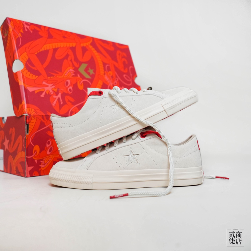 貳柒商店) CONVERSE ONE STAR PRO CNY 男女款 米白色 麂皮 龍年 限定 休閒鞋 A08697C | 蝦皮購物