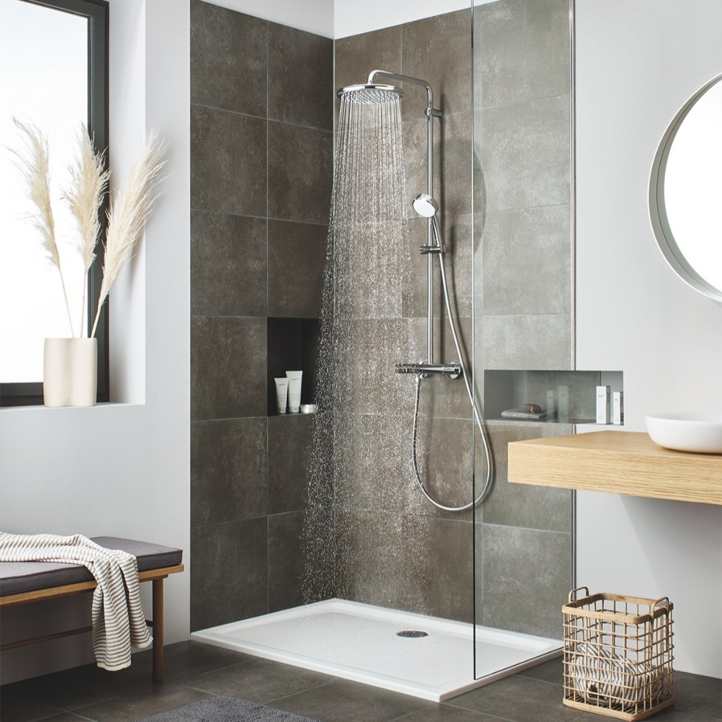 德國 GROHE Tempesta Cocmopclitan 定溫淋浴組｜26670.000｜鉻色-圓形頭頂花灑 | 蝦皮購物