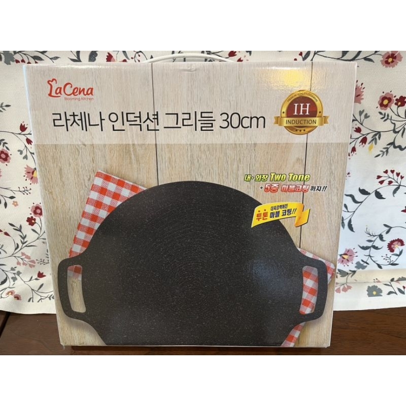 LaCena 韓國大理石鑄造IH淺型烤盤-30cm 附贈矽膠隔熱手套 露營 野炊 溪邊 廚房燒烤 戶外烤肉 不沾燒烤盤 | 蝦皮購物