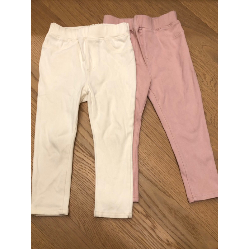 二手 lativ 童裝 100cm ） 針織緊身長褲 粉/白 | 蝦皮購物