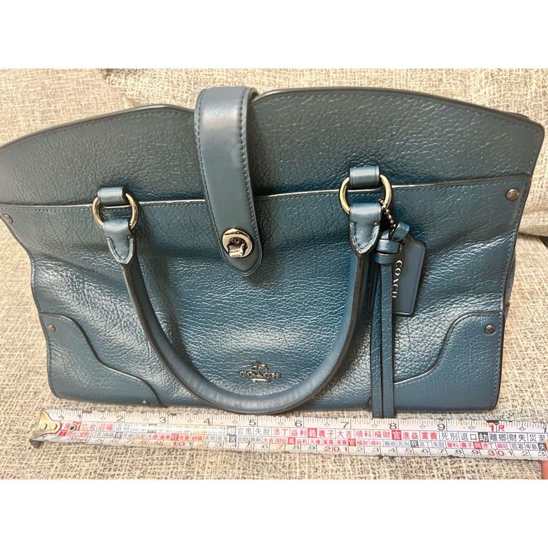 [誠意出清價]正貨8成新Coach mercer 30午夜藍牛皮拼接麂皮（側邊）手提肩背2用包（附長背帶、防塵袋） | 蝦皮購物