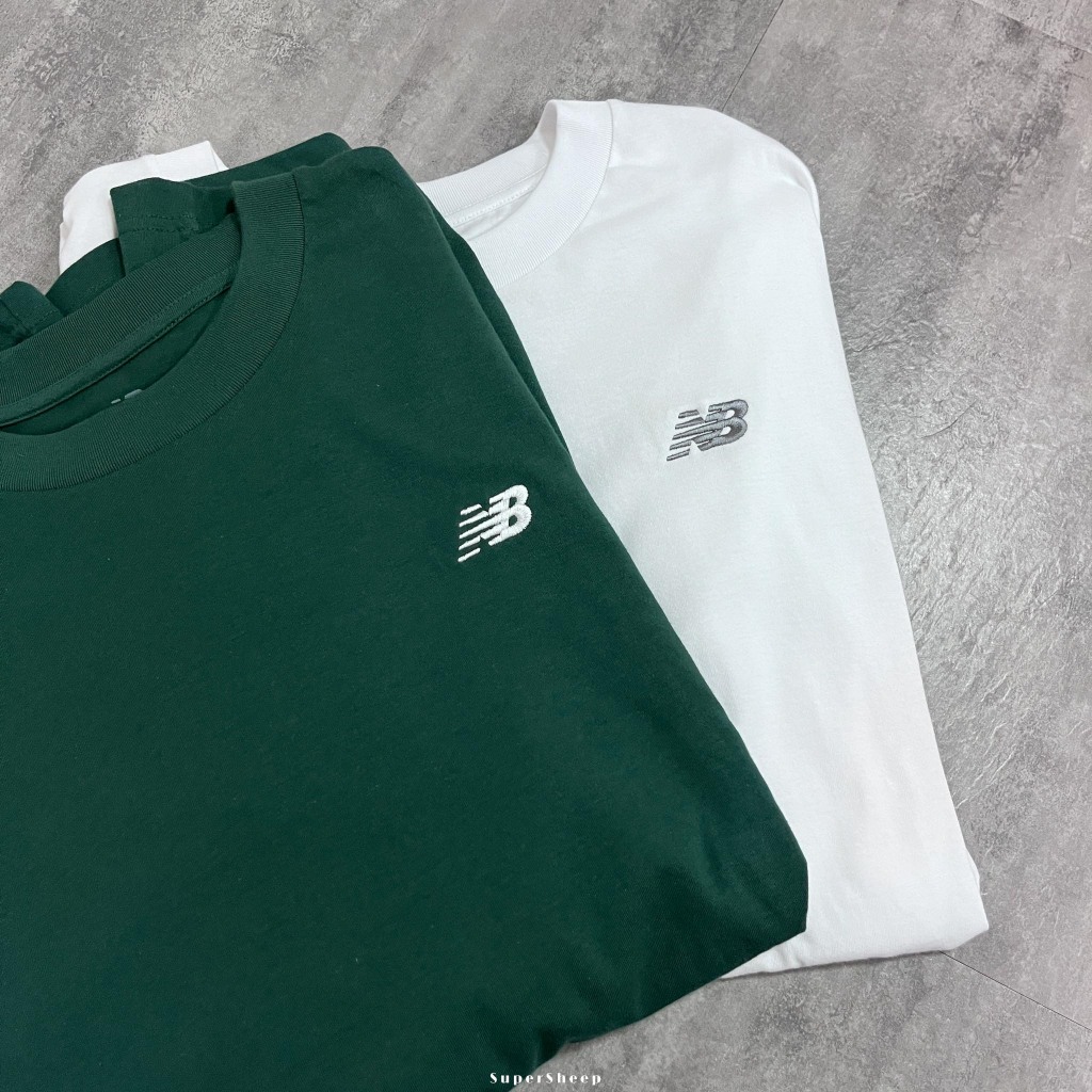 New Balance 純棉 厚磅 刺繡 基本款 短袖 森林綠 MT41509NWG 白 MT41509WT | 蝦皮購物