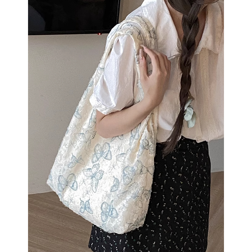 ｜miiia｜唯美復古蕾絲蝴蝶有拉鍊內袋肩背大容量單肩包 | 蝦皮購物