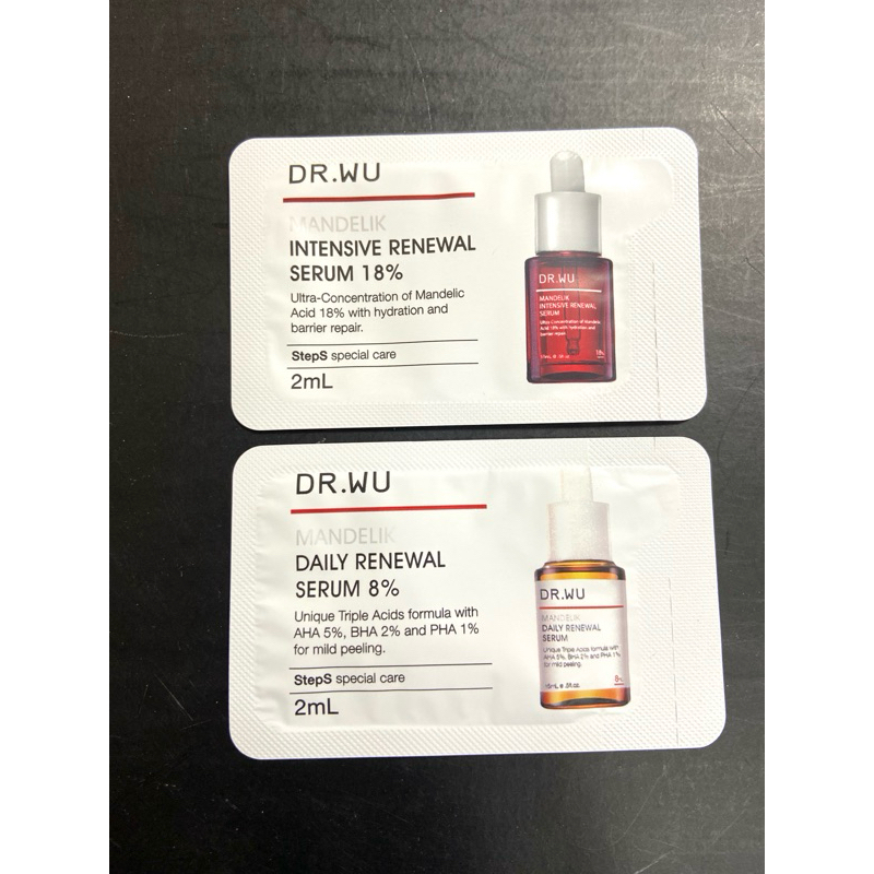DR.WU 杏仁酸亮白煥膚精華18% 2ML / 杏仁酸溫和煥膚精華8% 2ML | 蝦皮購物