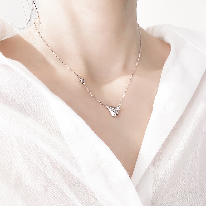 CoDy | 童年紙飛機 S925純銀 項鏈 女款 韓版 簡約 學生 森系 choker 鎖骨鏈 潮人 | 蝦皮購物