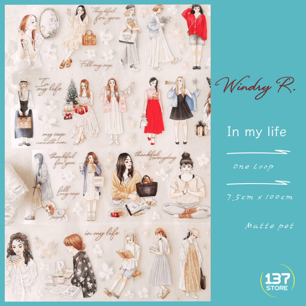 【Windry R x Smidapaper】【In my life】【紙膠帶：1循環】【PET霧面】 | 蝦皮購物