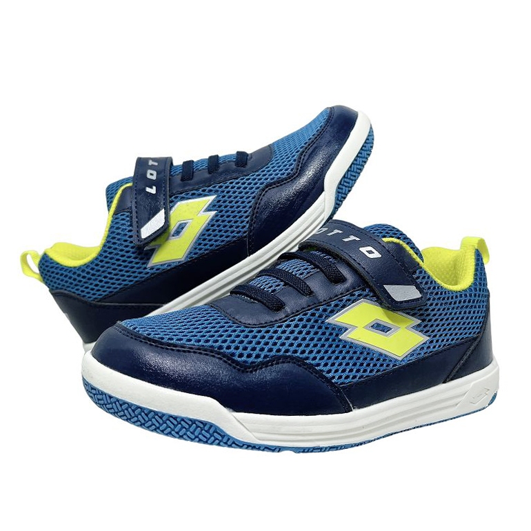 【全新福利品】LOTTO樂得 童鞋 黏貼 透氣 運動鞋 慢跑鞋 [KD512] 藍綠【巷子屋】 | 蝦皮購物