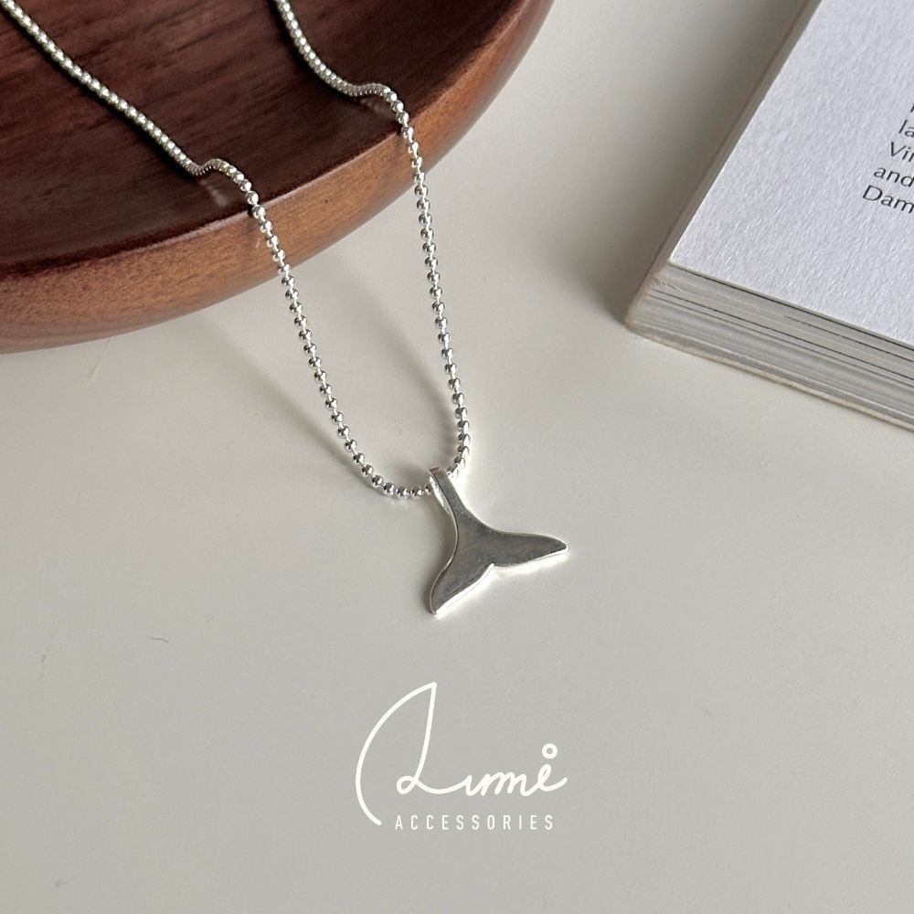 [ALUMI] 魚尾銀珠鍊｜S925純銀 魚尾墜飾 珠珠鍊 項鍊 短項鍊 飾品 純銀項鍊 | 蝦皮購物