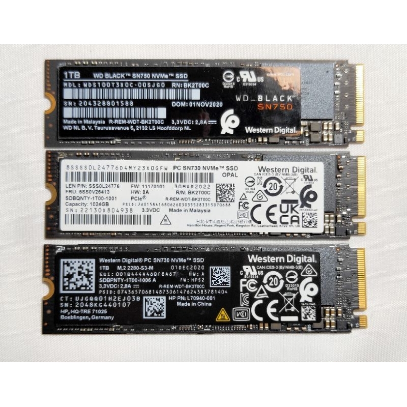 [二手] 1TB SSD M.2 GEN3、4，三星PM9A1、A2000，PC711，WD SN750，3400 | 蝦皮購物