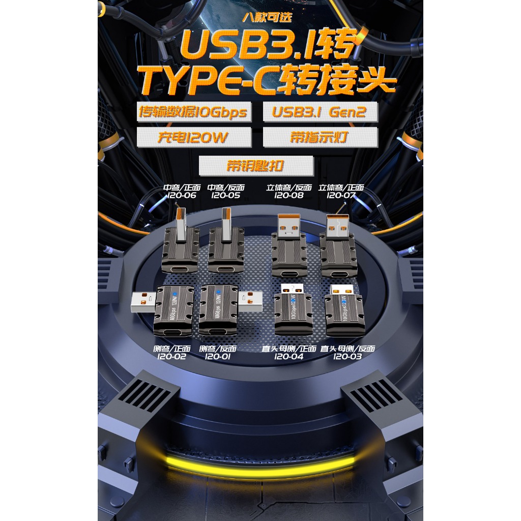 UC-029 USB-C Type-C轉USB Type-C母轉A公轉接頭 10G PD120W 多款方向 帶鑰匙孔 | 蝦皮購物