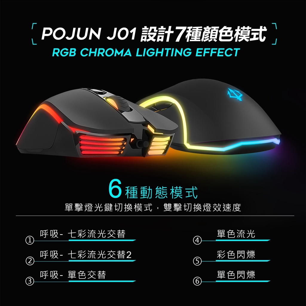 【POJUN J01台灣公司貨】電競滑鼠 RGB滑鼠 鼠標 遊戲滑鼠 滑鼠 有線滑鼠 巨集滑鼠 人體工學滑鼠 | 蝦皮購物