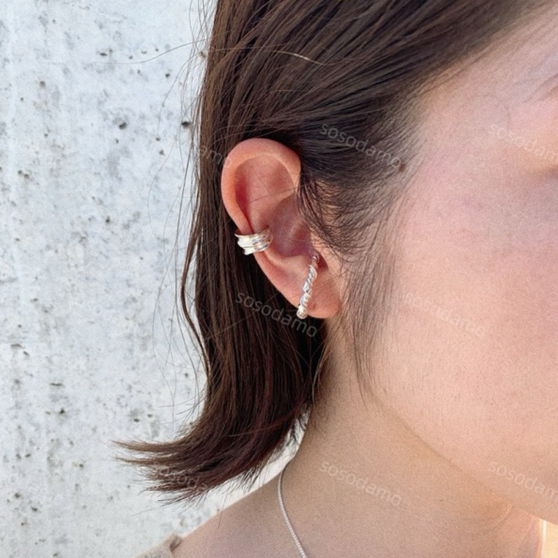 【金色24H出貨】出口日單 S925純銀 TDF風原宿小眾褶皺造型耳骨夾 無耳洞耳環 日牌飾品 配飾 銀飾 | 蝦皮購物