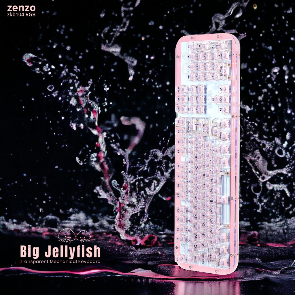 【改裝軍團】zenzo 禪做 Big Jellyfish 粉嫩水母 高光 RGB 光渲染 粉透明機械式鍵盤 CBSA球帽 | 蝦皮購物