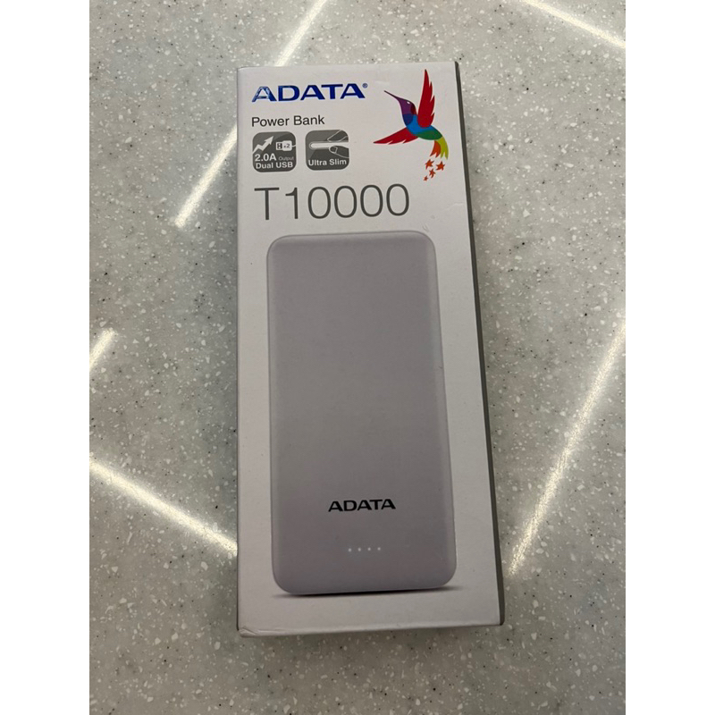 ADATA 威剛 T10000 10000mAh 2孔輸出 輕薄型 行動電源(LED電量指示燈)白色 | 蝦皮購物