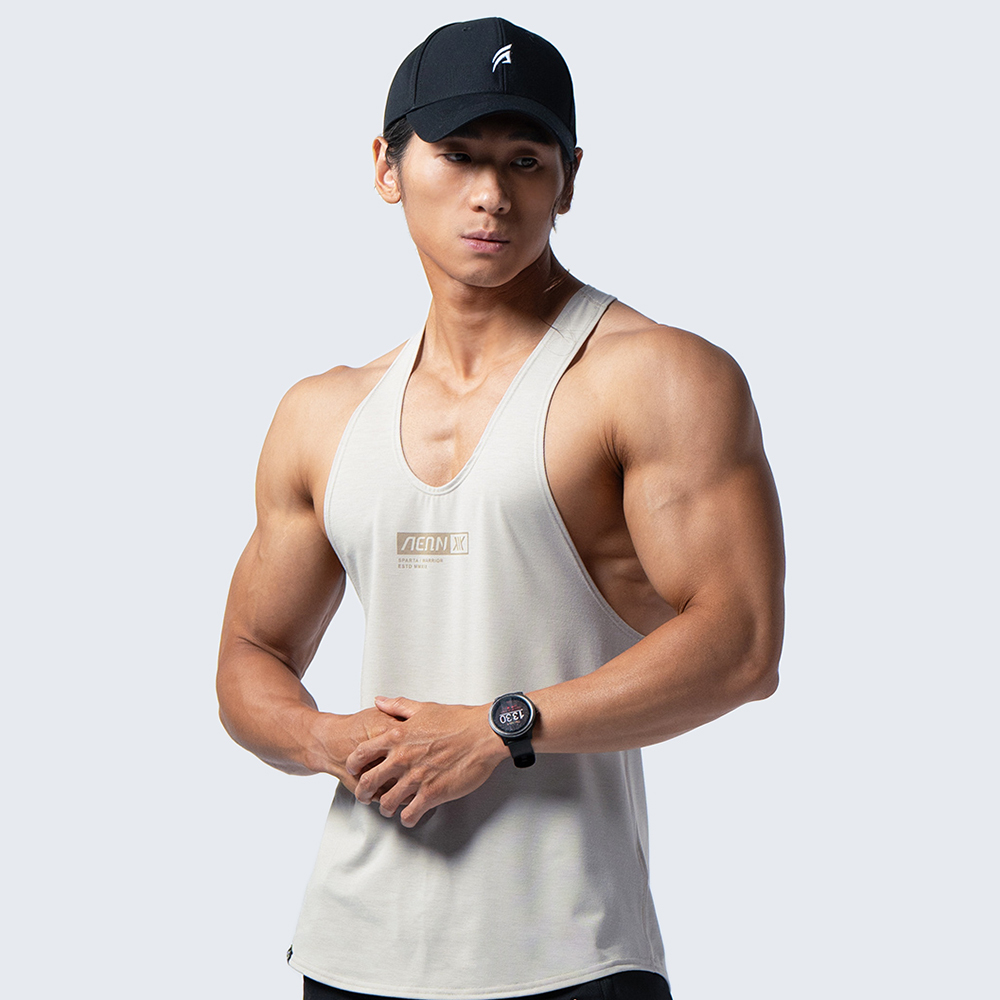 LOGO機能SIRO細肩挖背背心-卡其【DT09】運動背心 健身背心 無袖背心 透氣背心 男生背心 挖背背心 機能服飾 | 蝦皮購物