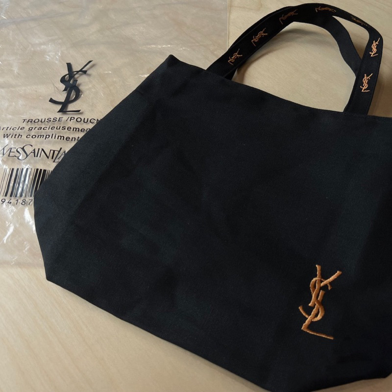 YSL 帆布包 購物袋 手提袋 托特包 金色刺繡 厚實挺包 雜誌附錄包 手提包附錄包 雜誌包 外出包 | 蝦皮購物