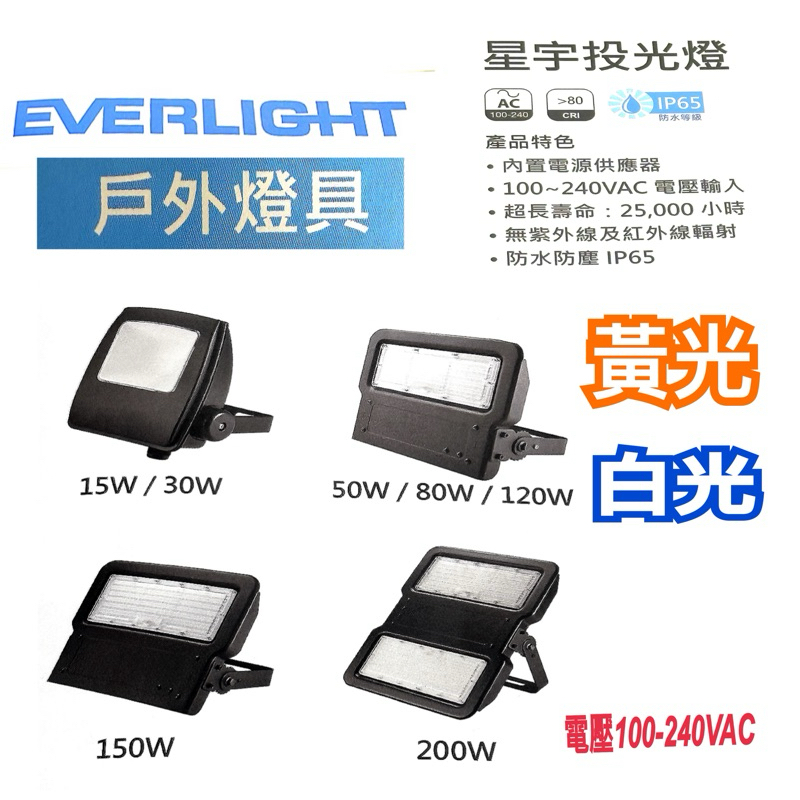 《碩光》現貨 億光 星宇投光燈 15w/30w/50w/80w/120w/白光 黃光 | 蝦皮購物