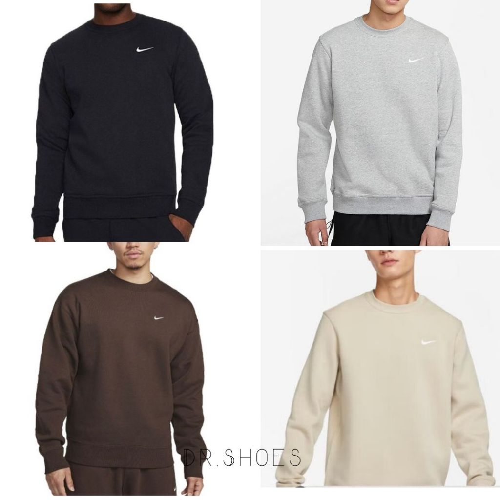 【Dr.Shoes 】NIKE CLUB CREW-SWOOSH 刺繡 圓領 長袖 男款 刷毛 623459-010 | 蝦皮購物