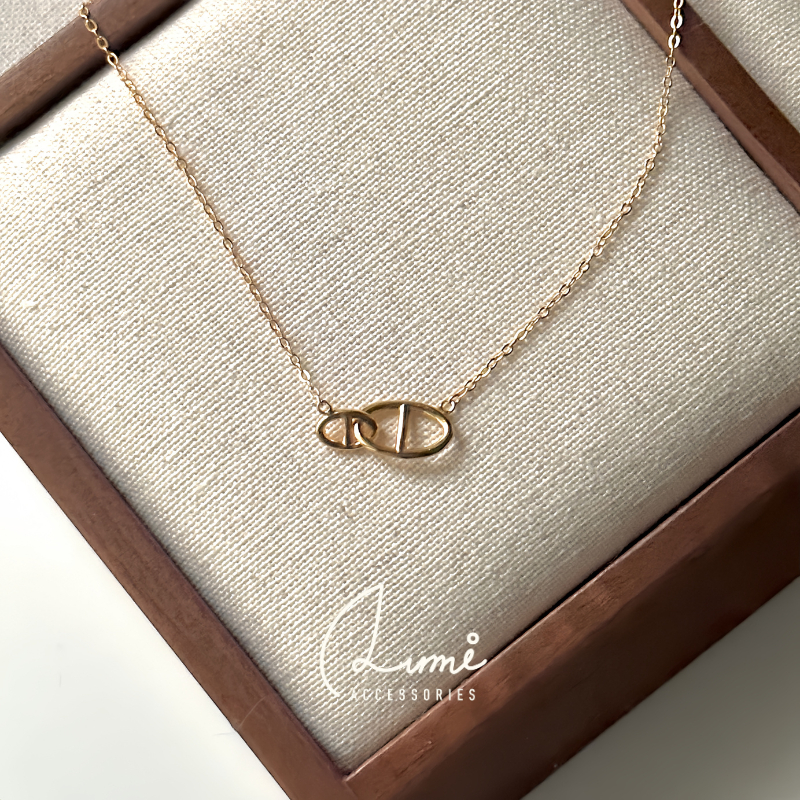 [ALUMI] 小豬鼻銀鍊｜S925純銀 鍍18K金 雙豬鼻 頸鍊 短項鍊 飾品 純銀項鍊 | 蝦皮購物