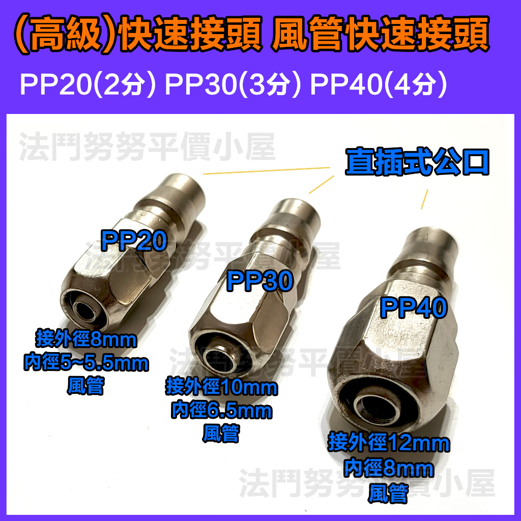 [台灣現貨]PP(高級) 風管快速接頭 風管接頭 空壓快速接頭 快接 PP20 PP30 PP40 | 蝦皮購物