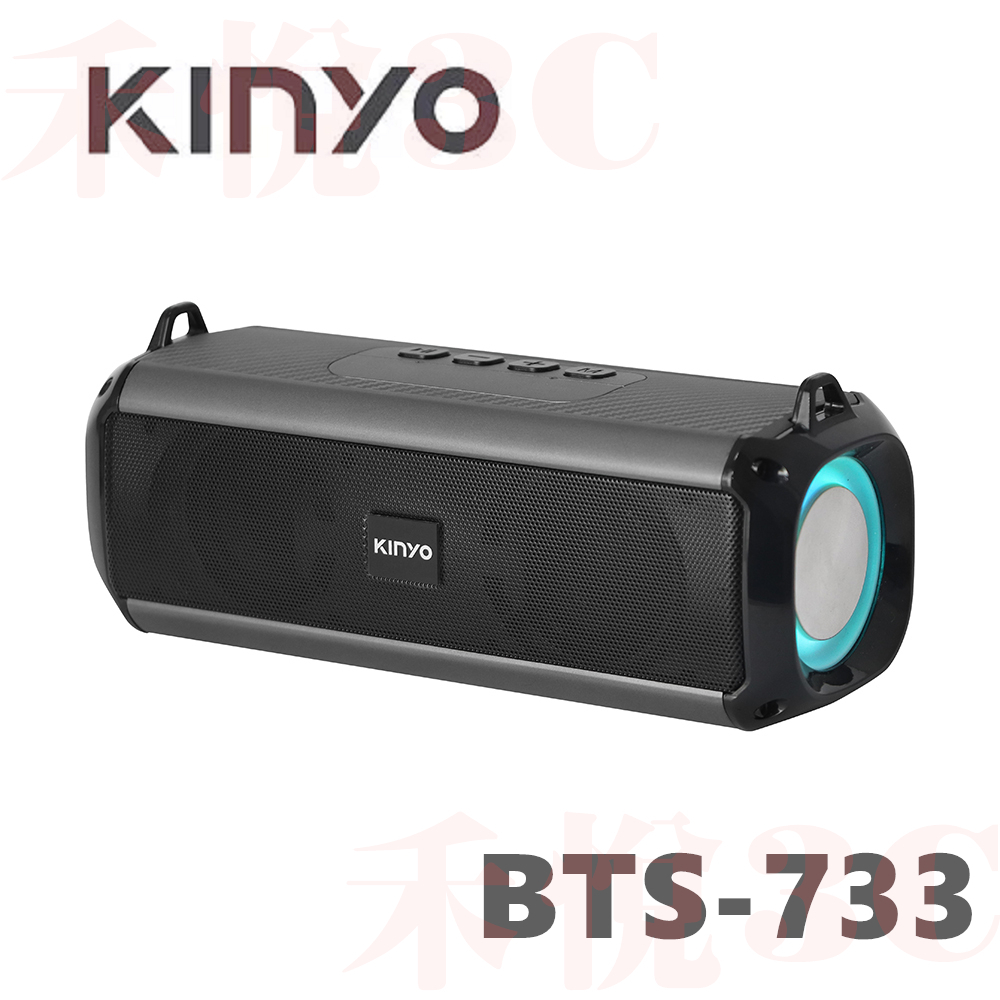 【禾悅3C】KINYO BTS-733 行動藍牙喇叭 炫彩 LED 氣氛燈 TWS無線串聯 大音量 附背帶 USB充電式 | 蝦皮購物