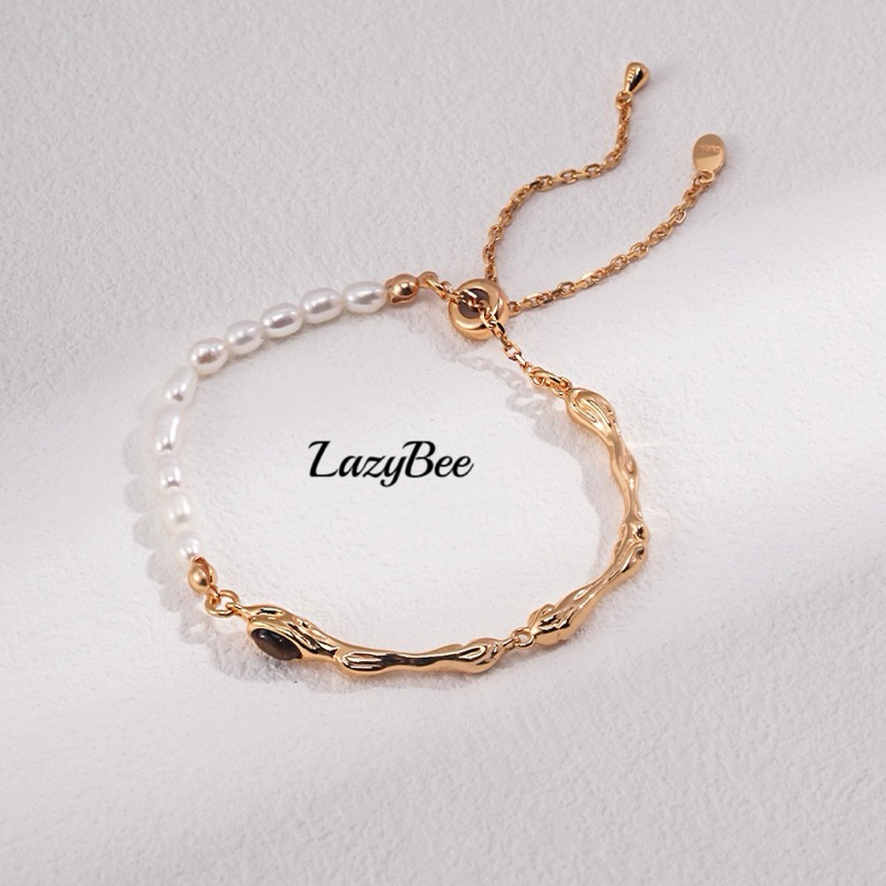 LazyBee 《設計師款》虎眼石珍珠伸縮手鍊｜現貨 | 蝦皮購物