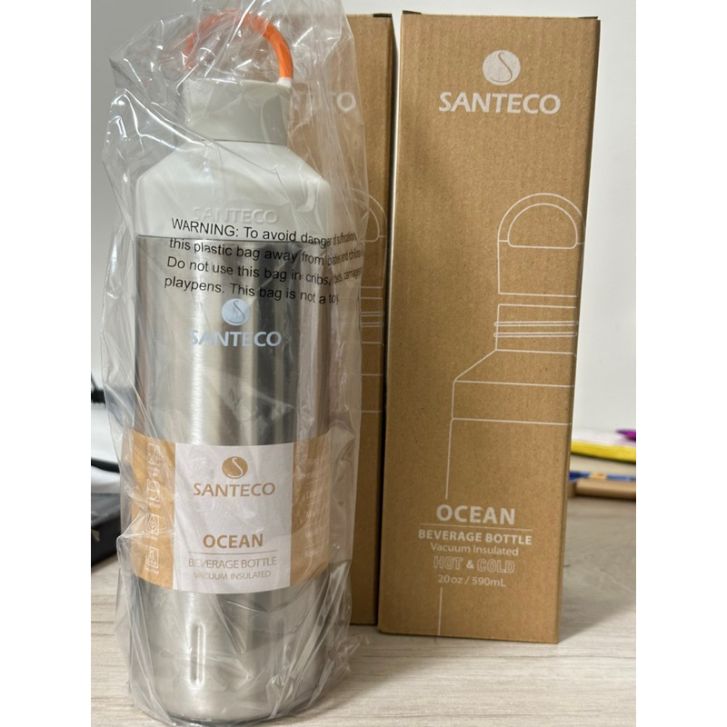 全新『SANTECO Ocean 保溫瓶』 590ml 不鏽鋼色 O形圈手柄 食品級304不銹鋼 法國設計 實用 | 蝦皮購物